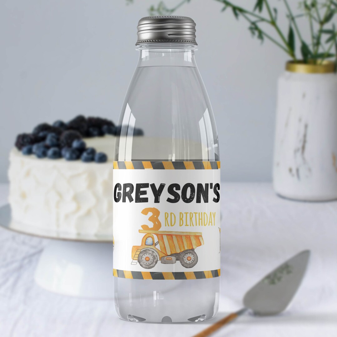 EDITABLE Construction Water Bottle Labels Construction - Etsy