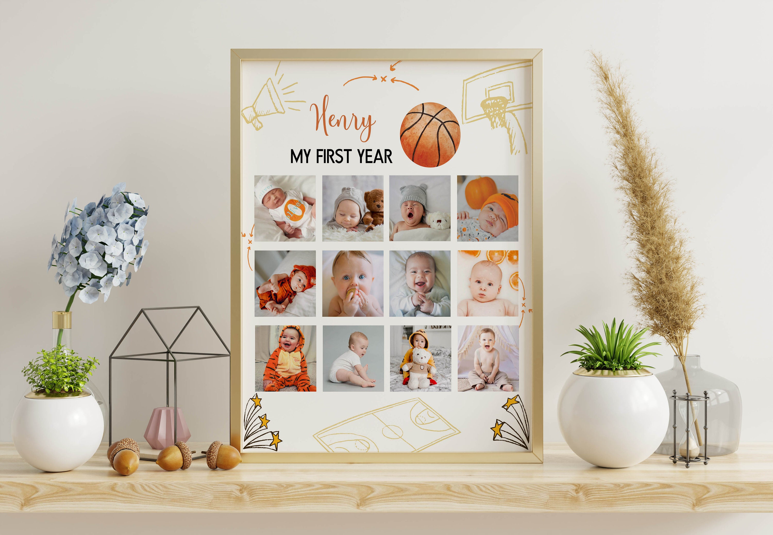 Editable First Year Photo Collage 12 Month Photo Print First - Etsy
