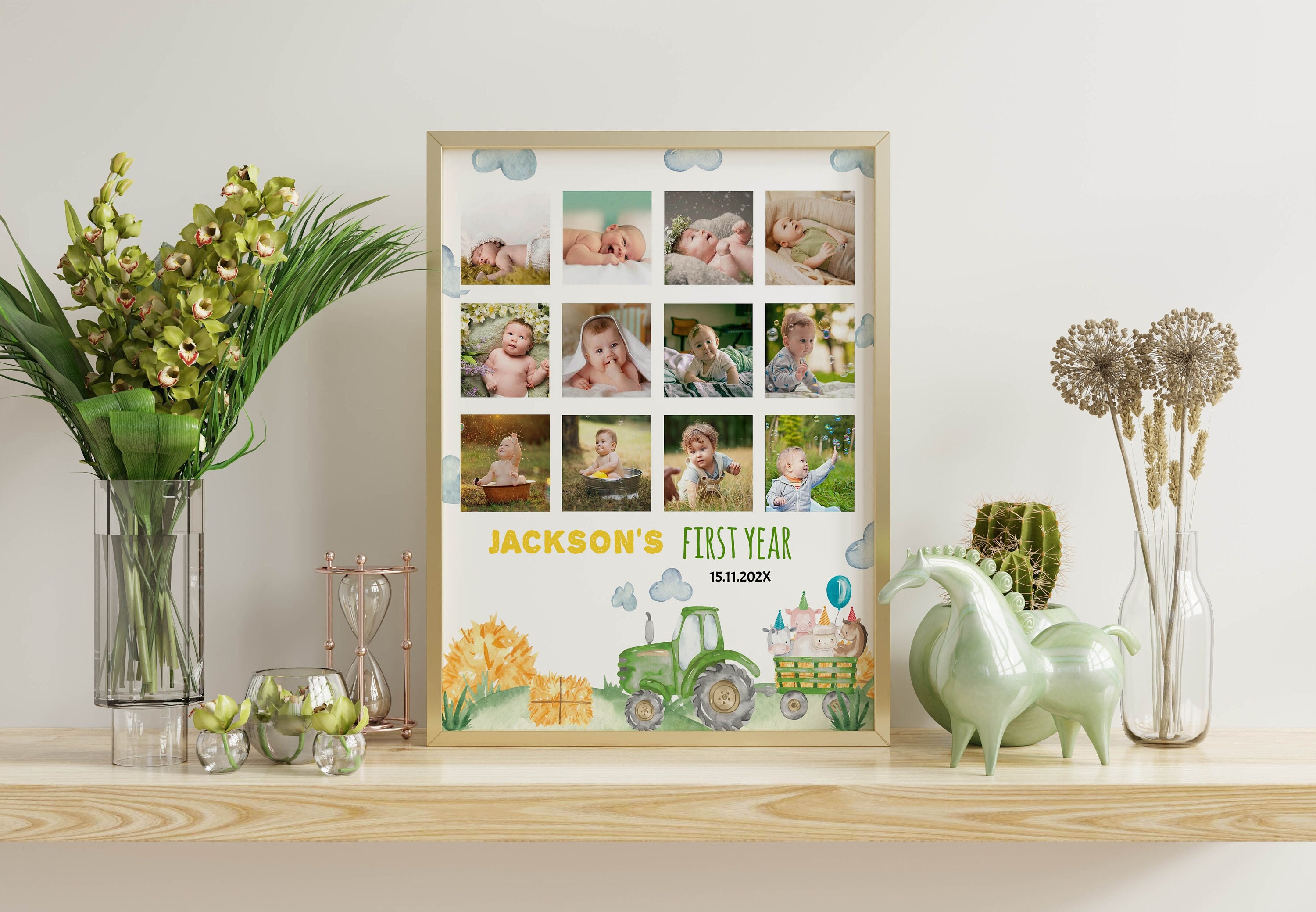 Editable First Year Photo Collage 12 Month Photo Print First - Etsy