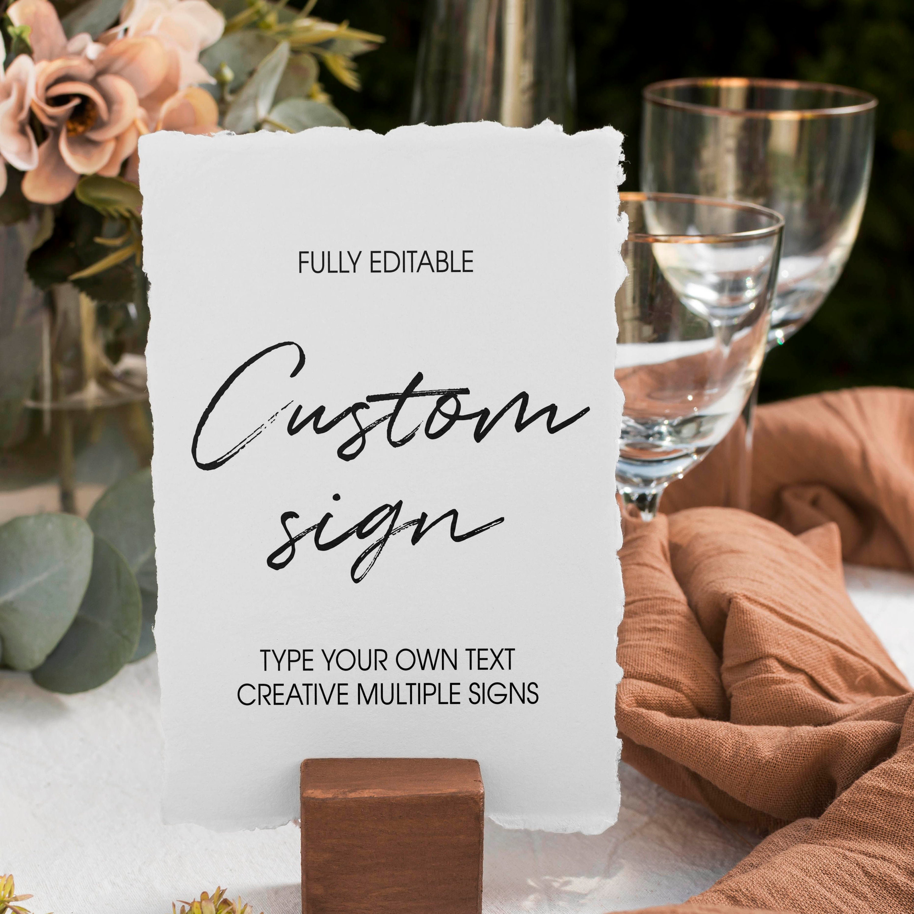 EDITABLE Modern Minimalist Custom Sign Simple Table Sign - Etsy