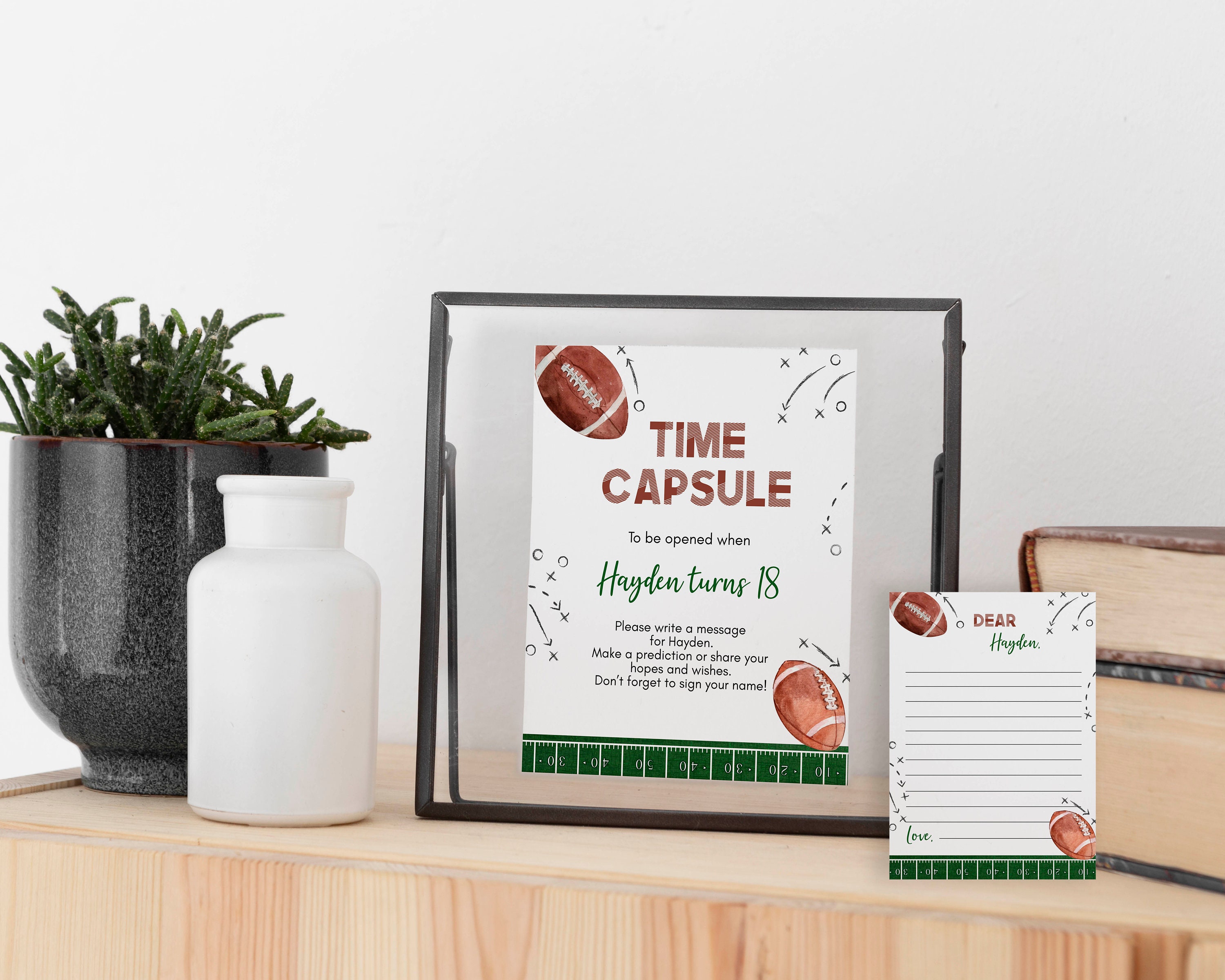EDITABLE Football Birthday Time Capsule Template, Sports Birthday Party ...