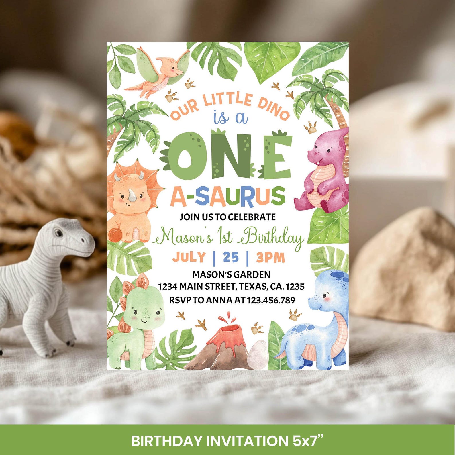 Editable Dinosaur Birthday Invitation Set, Oneasaurus Birthday Bundle ...