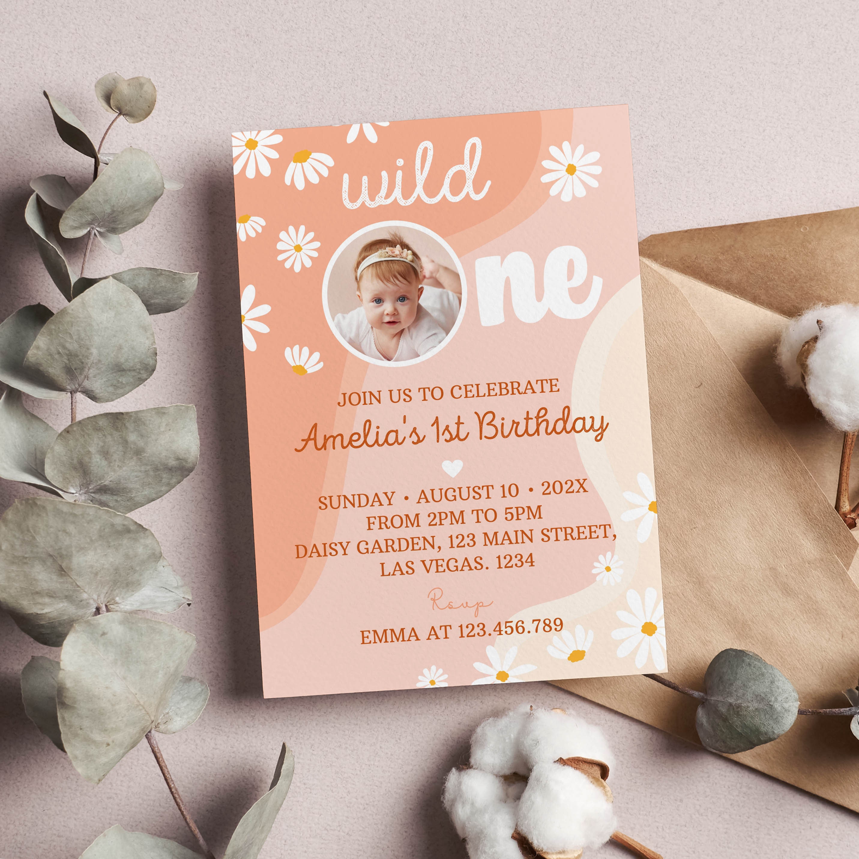 Editable Daisy Birthday Party Invitation Daisy First Birthday - Etsy