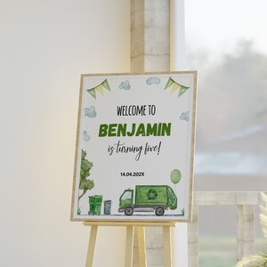 EDITABLE Garbage Truck Birthday Party Welcome Sign, Trash Truck ...
