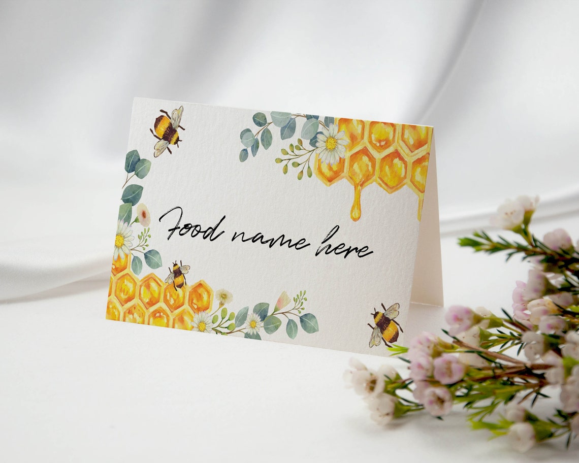 EDITABLE Bee Food Labels First Bee Day Party Food Name Card | Etsy