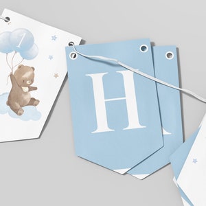 Editable Bear Birthday Banner, Teddy Bear Happy Birthday Banner, Beary ...