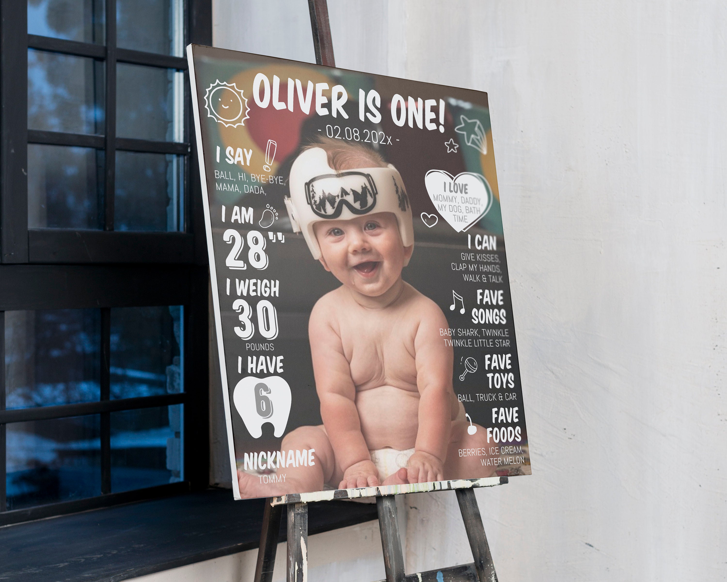EDITABLE First Birthday Milestone Sign 1st Birthday Photo | Etsy