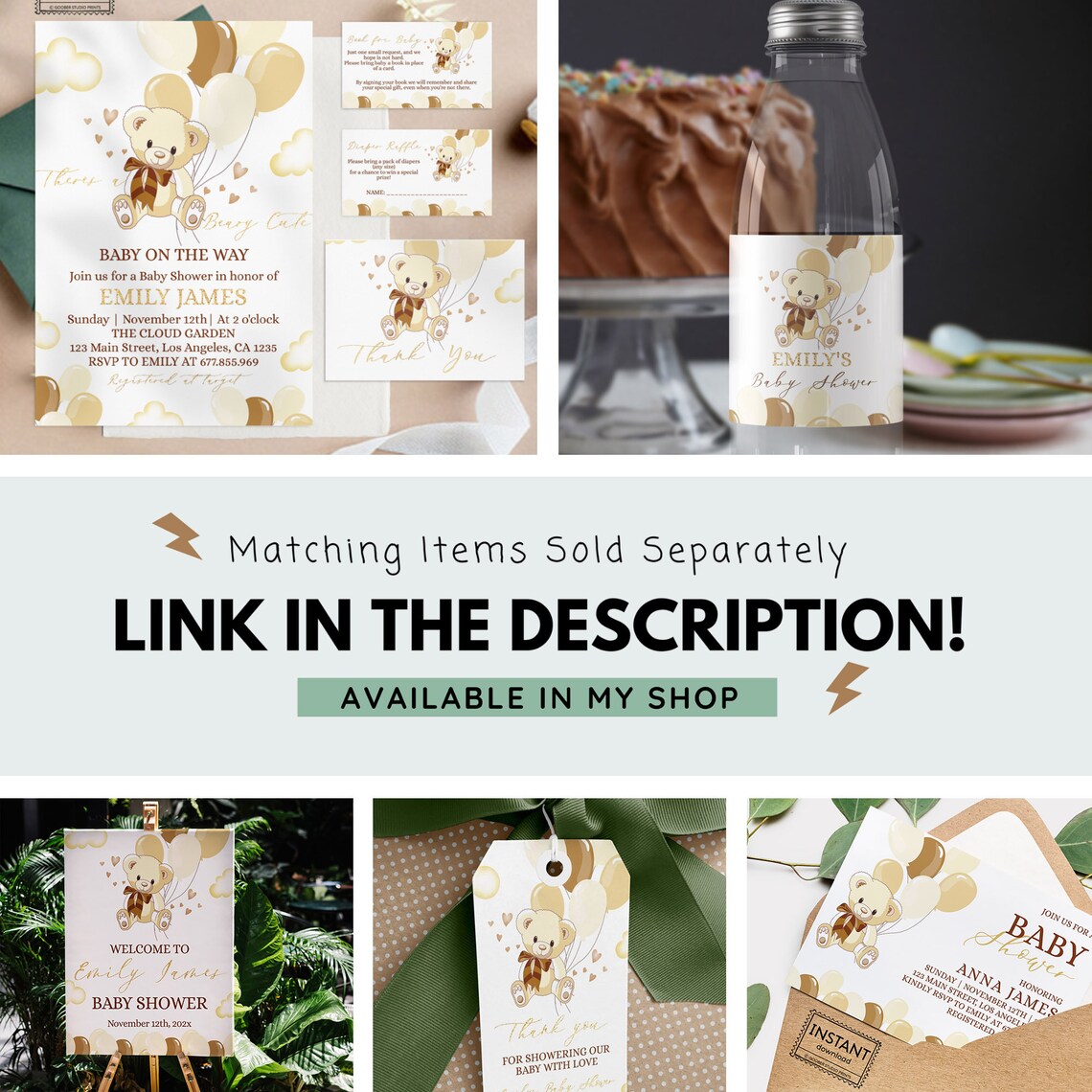 EDITABLE Teddy Bear Baby Shower Water Bottle Labels Cute Bear | Etsy