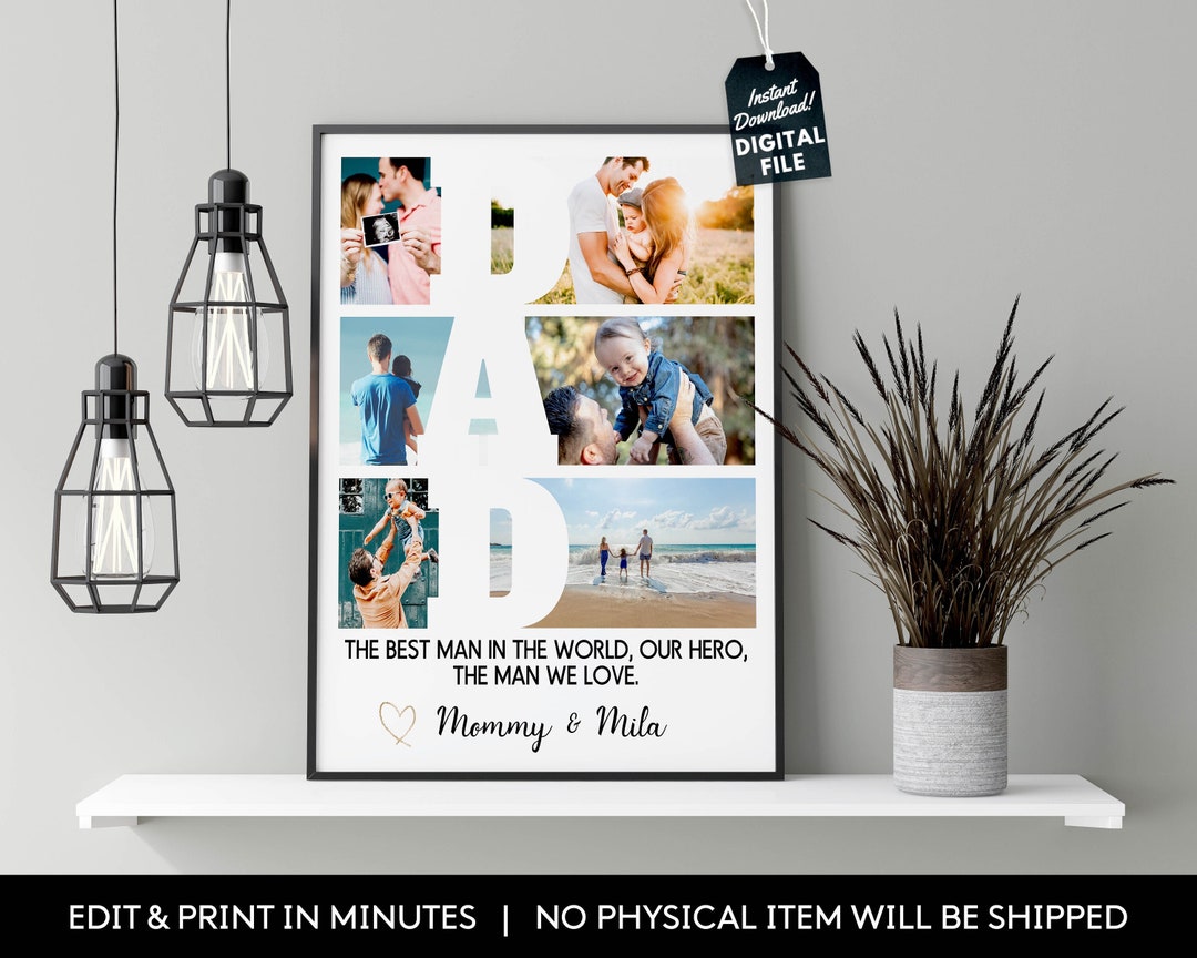 Dad Photo Collage, Personalized Dad Photo Print, Xmas Gift for Dad ...