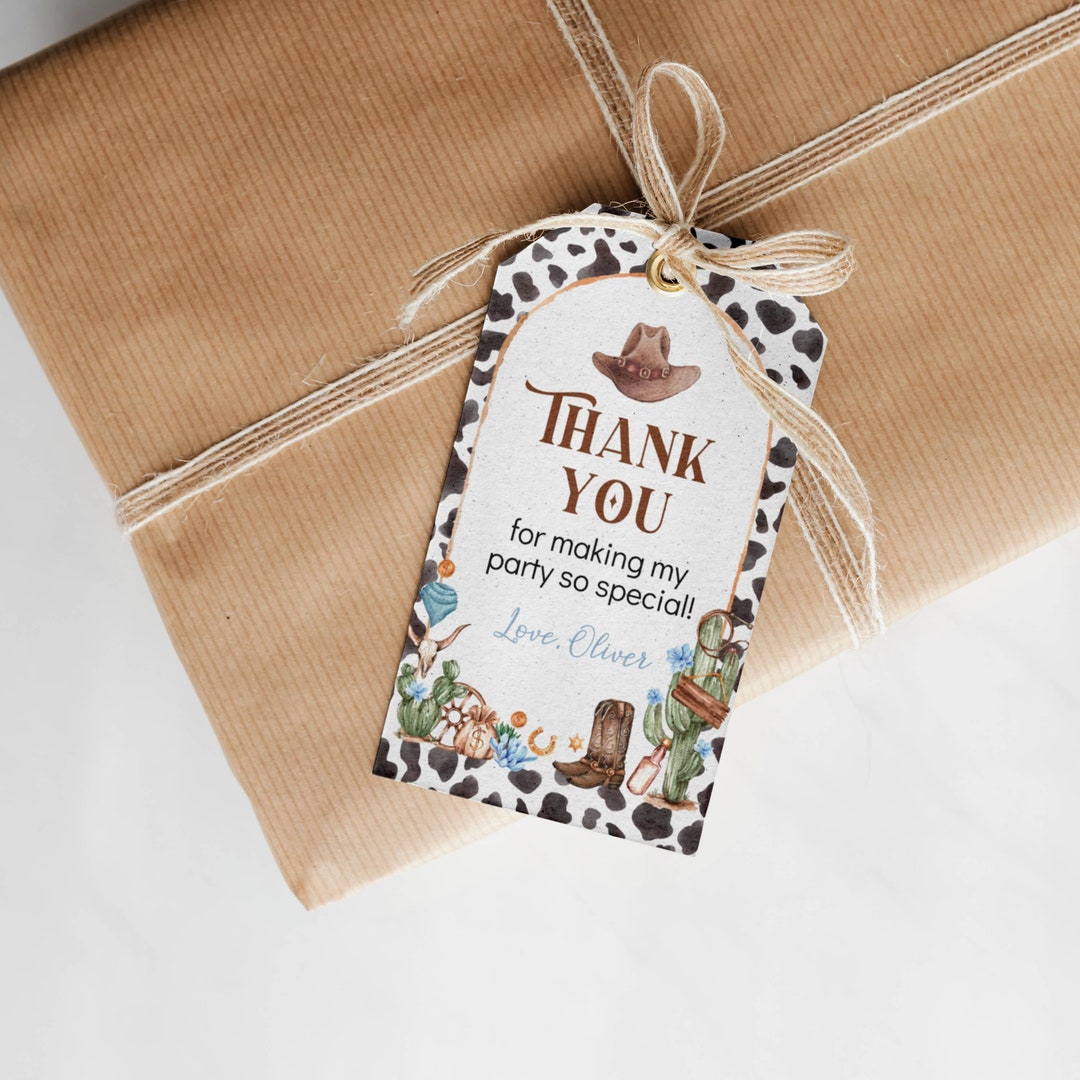 EDITABLE My First Rodeo Birthday Thank You Tag, Wild West Birthday ...
