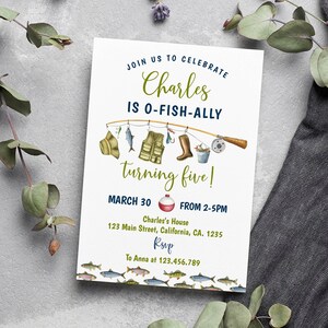 EDITABLE Fishing Birthday Invitation, Fishing Party Invite, Boy 5th ...