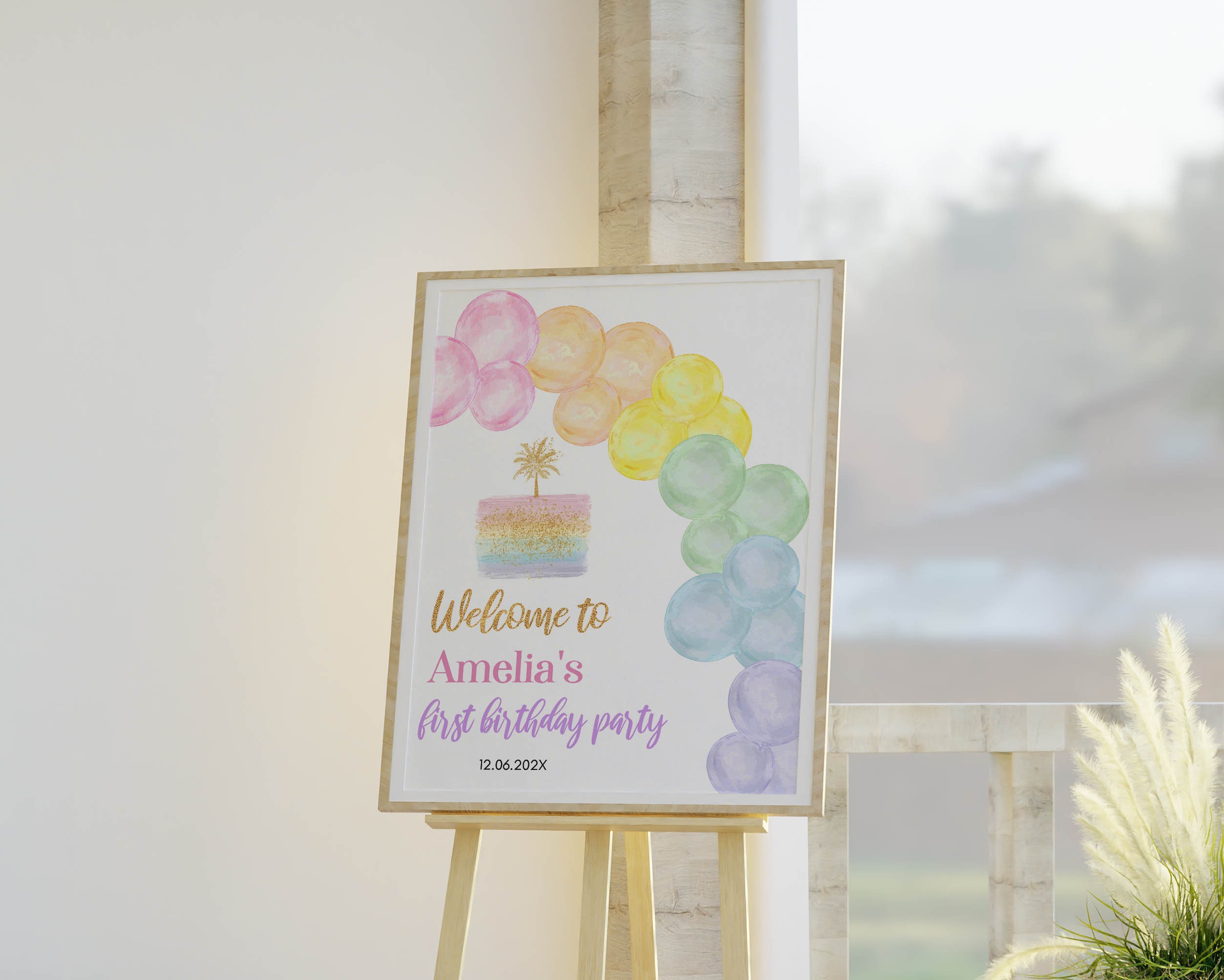 EDITABLE Pastel Rainbow Welcome Sign Rainbow Birthday Sign - Etsy