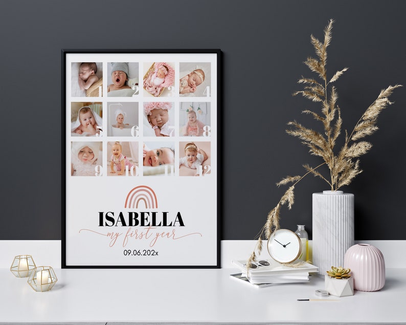 Editable First Year Photo Collage 12 Month Photo Print First - Etsy