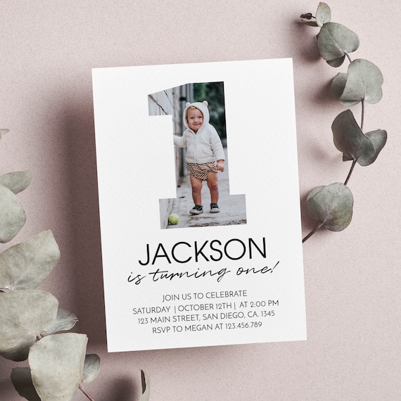 Minimalist First Birthday Invitation Modern 1st Birthday - Etsy