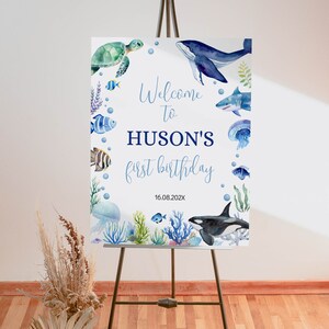 EDITABLE Under the Sea Birthday Party Welcome Sign, Ocean Birthday ...