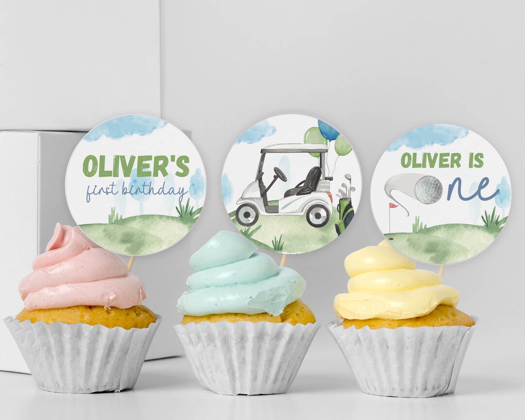 Editable Golf Birthday Cupcake Topper, Golf Cupcake Topper, Golf Party ...