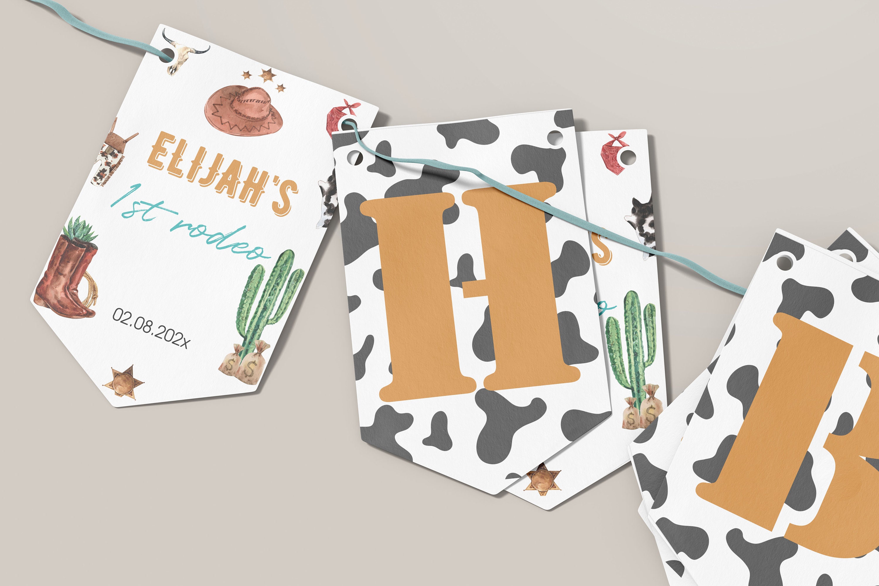 Editable My First Rodeo Birthday Banner Cowboy 1st Birthday | Etsy