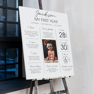EDITABLE First Birthday Milestone Sign, Modern 1st Birthday Milestone ...