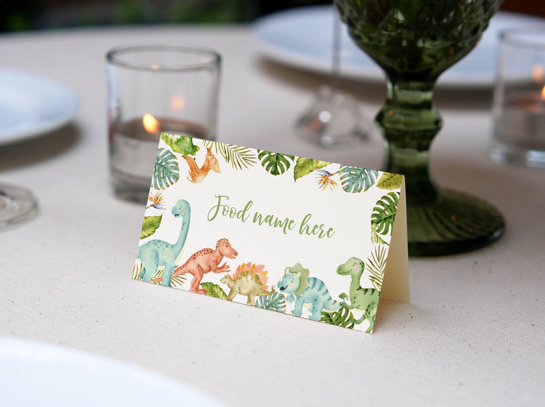 EDITABLE Dinosaur Birthday Party Table Tent, Dinosaur Baby Shower Food ...