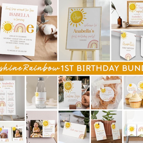 Boho Rainbow Birthday Invitation Bundle Rainbow First - Etsy