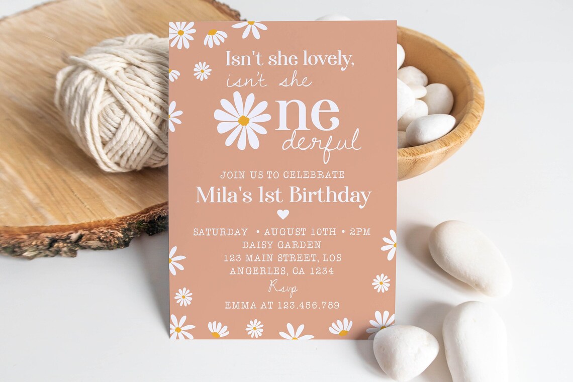 Editable Daisy Birthday Party Invitation Daisy 1st Birthday - Etsy