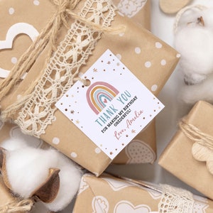 EDITABLE Boho Rainbow Birthday Thank You Tags, Boho Birthday Party ...