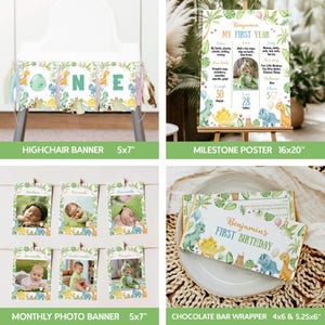 Editable Dinosaur Birthday Invitation Set, Oneasaurus Birthday Bundle ...