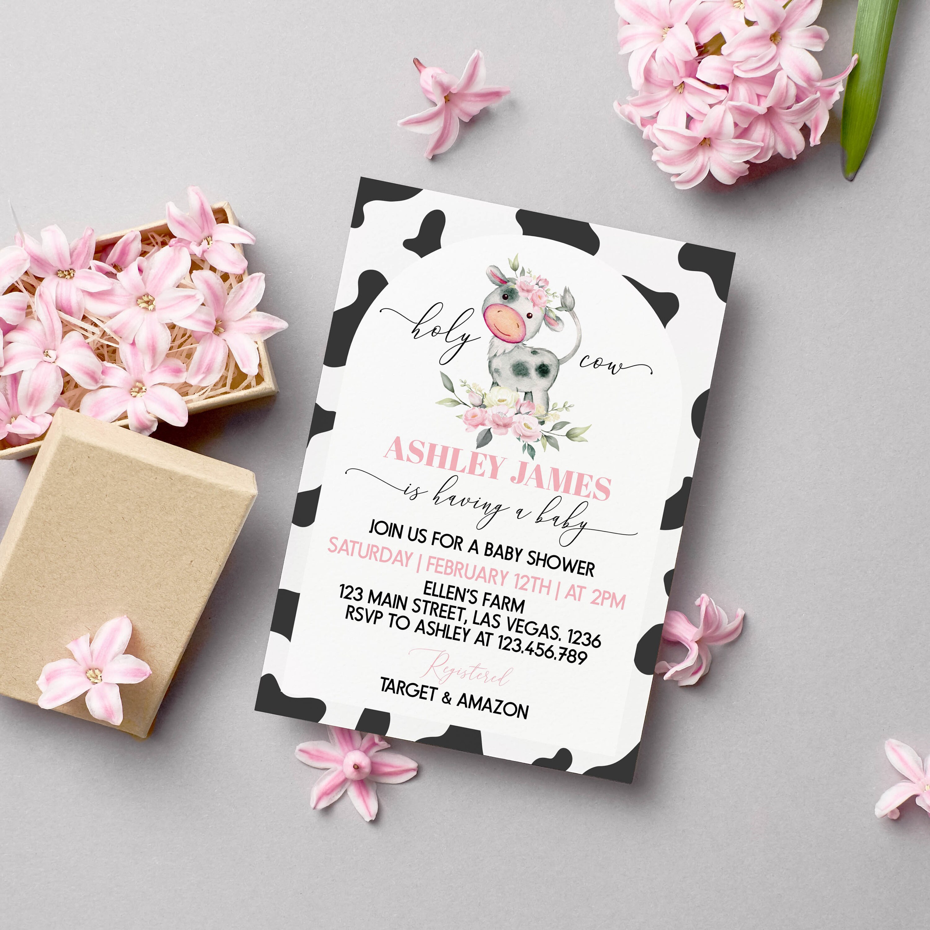 EDITABLE Cow Baby Shower Invitation Farm Baby Shower Invite | Etsy