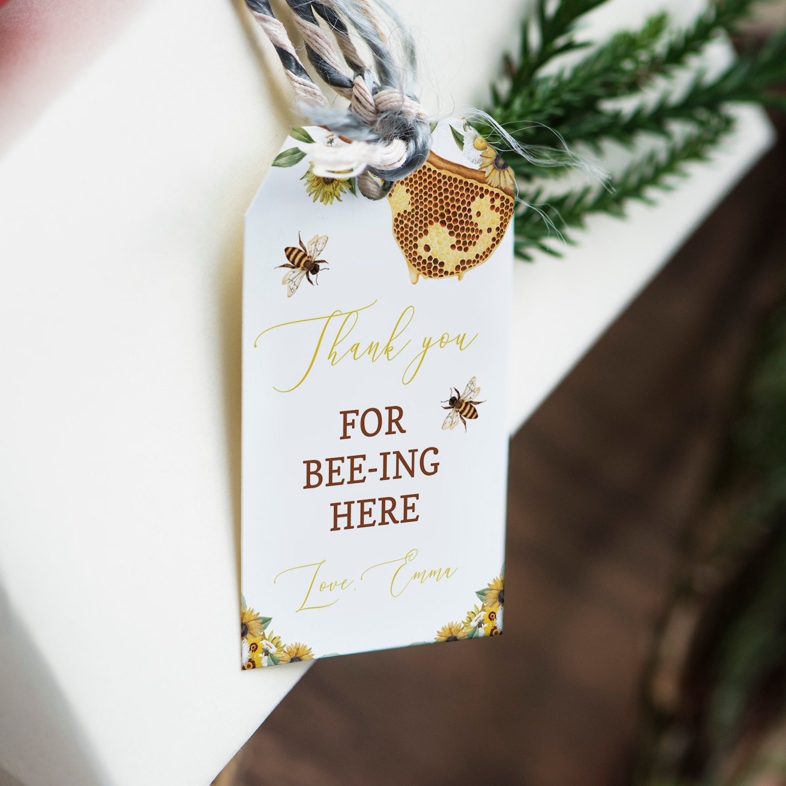 EDITABLE Bee Thank You Tag Honey Bee Favor Tag Bumble Bee | Etsy