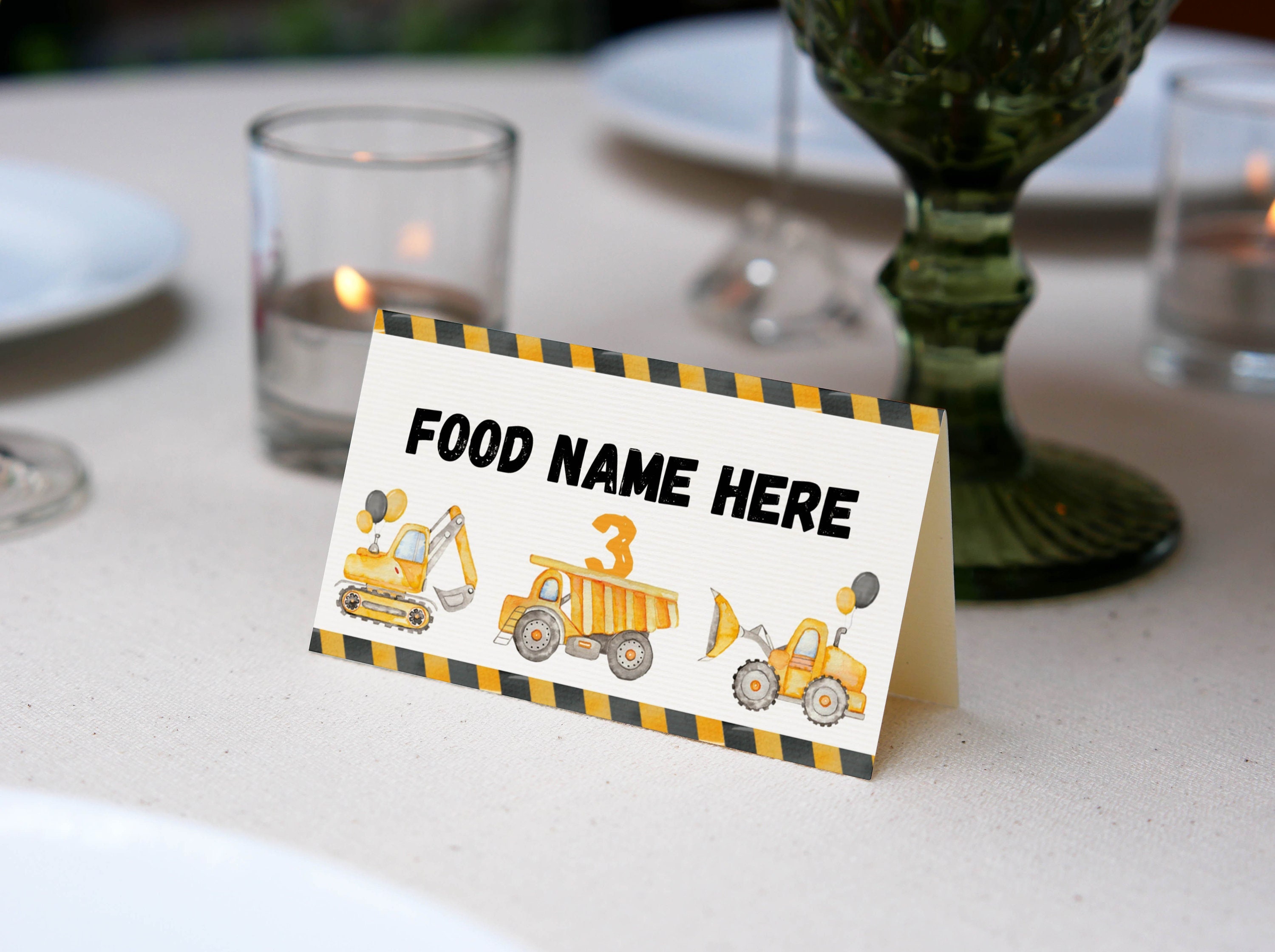EDITABLE Construction Party Food Labels, Construction Food Tent Cards ...