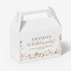 EDITABLE Wildflower Birthday Girl Gable Gift Box Label, Boho Birthday ...