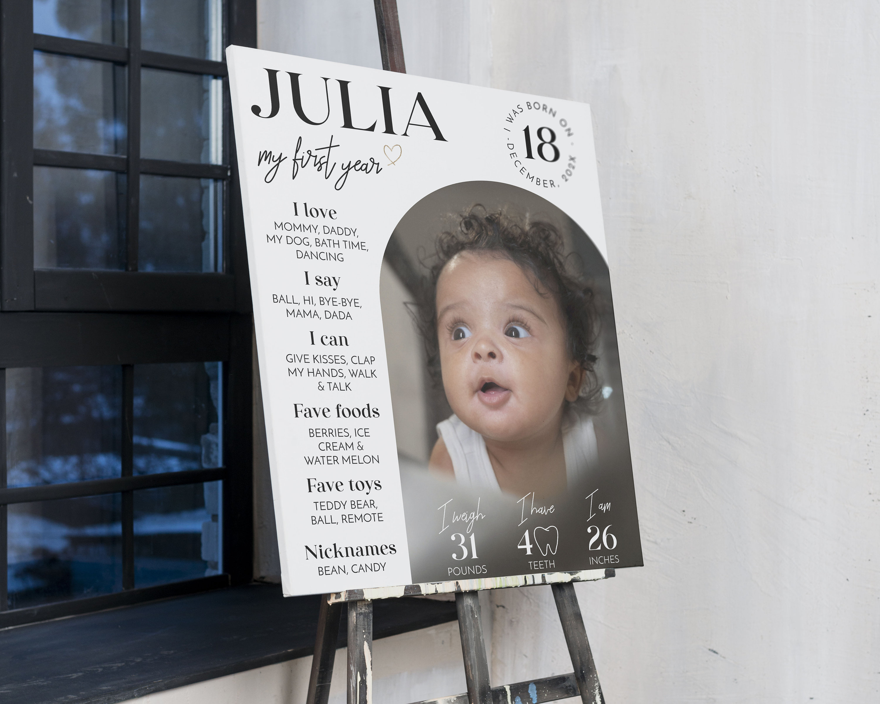 EDITABLE First Birthday Milestone Sign Modern 1st Birthday - Etsy