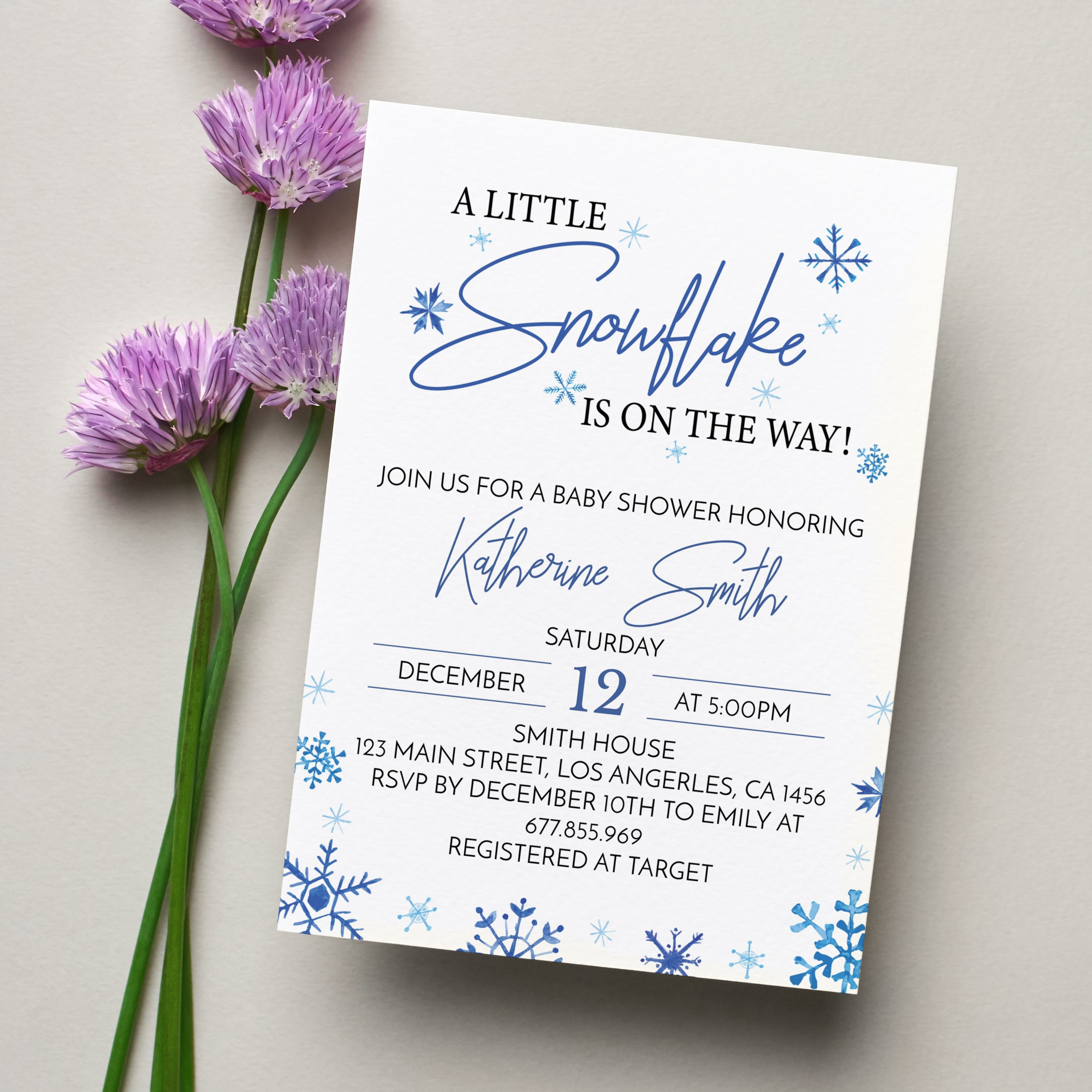 EDITABLE Snowflake Baby Shower Invitation Winter Baby Shower | Etsy