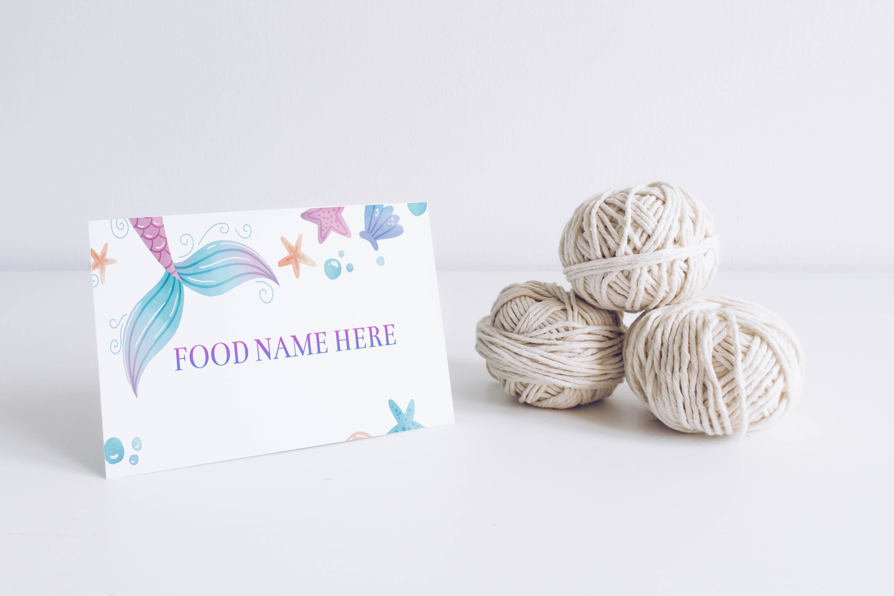 EDITABLE Mermaid Party Food Tent Card, Pastel Mermaid Food Name Card ...