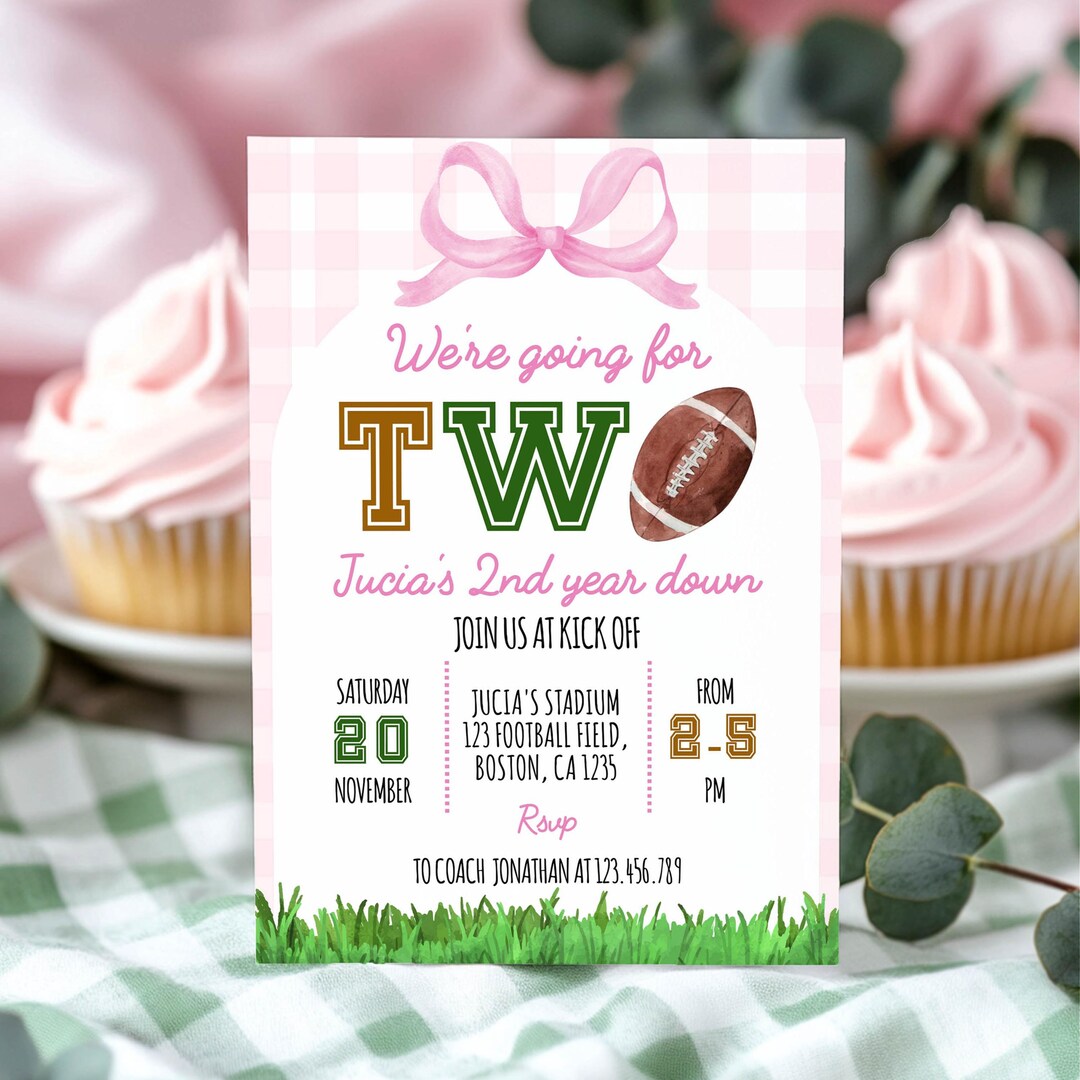 EDITABLE Football Birthday Invitation, Second Birthday Football ...