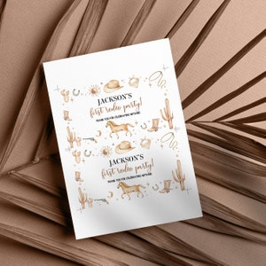 EDITABLE Cowboy Birthday Party Gable Gift Box Label, My First Rodeo ...