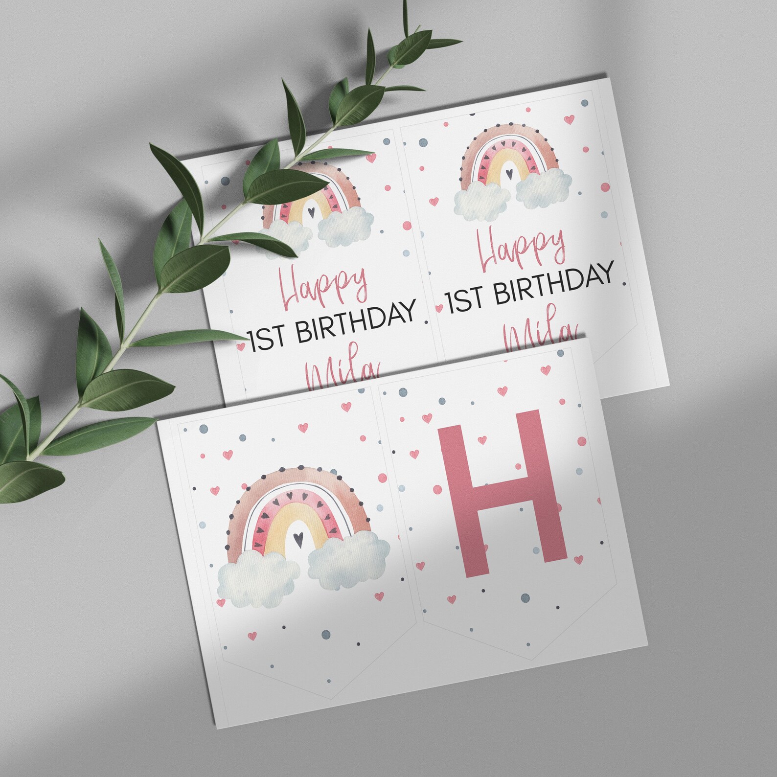 Editable Boho Rainbow Birthday Banner Muted Rainbow Happy - Etsy