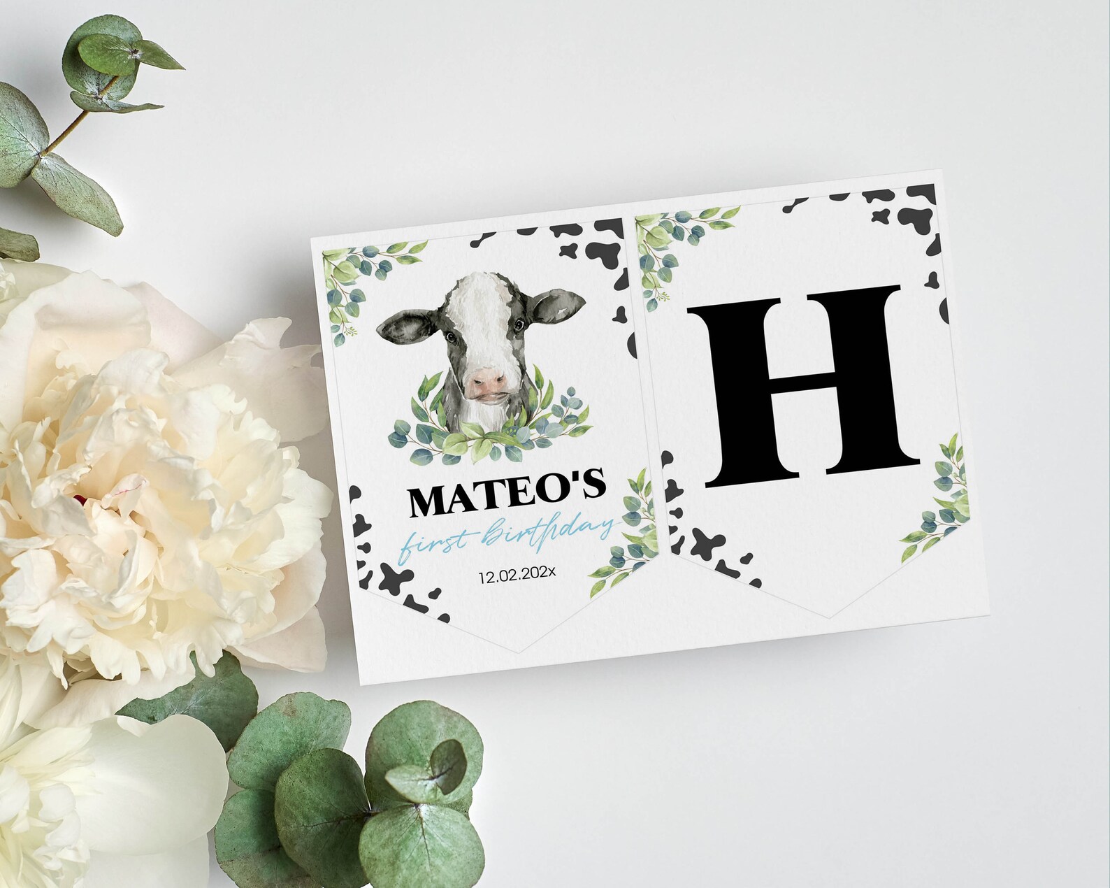 Editable Holy Cow I'm One Birthday Banner Moo Cow Happy - Etsy