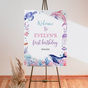 EDITABLE Under the Sea Birthday Party Welcome Sign Ocean - Etsy