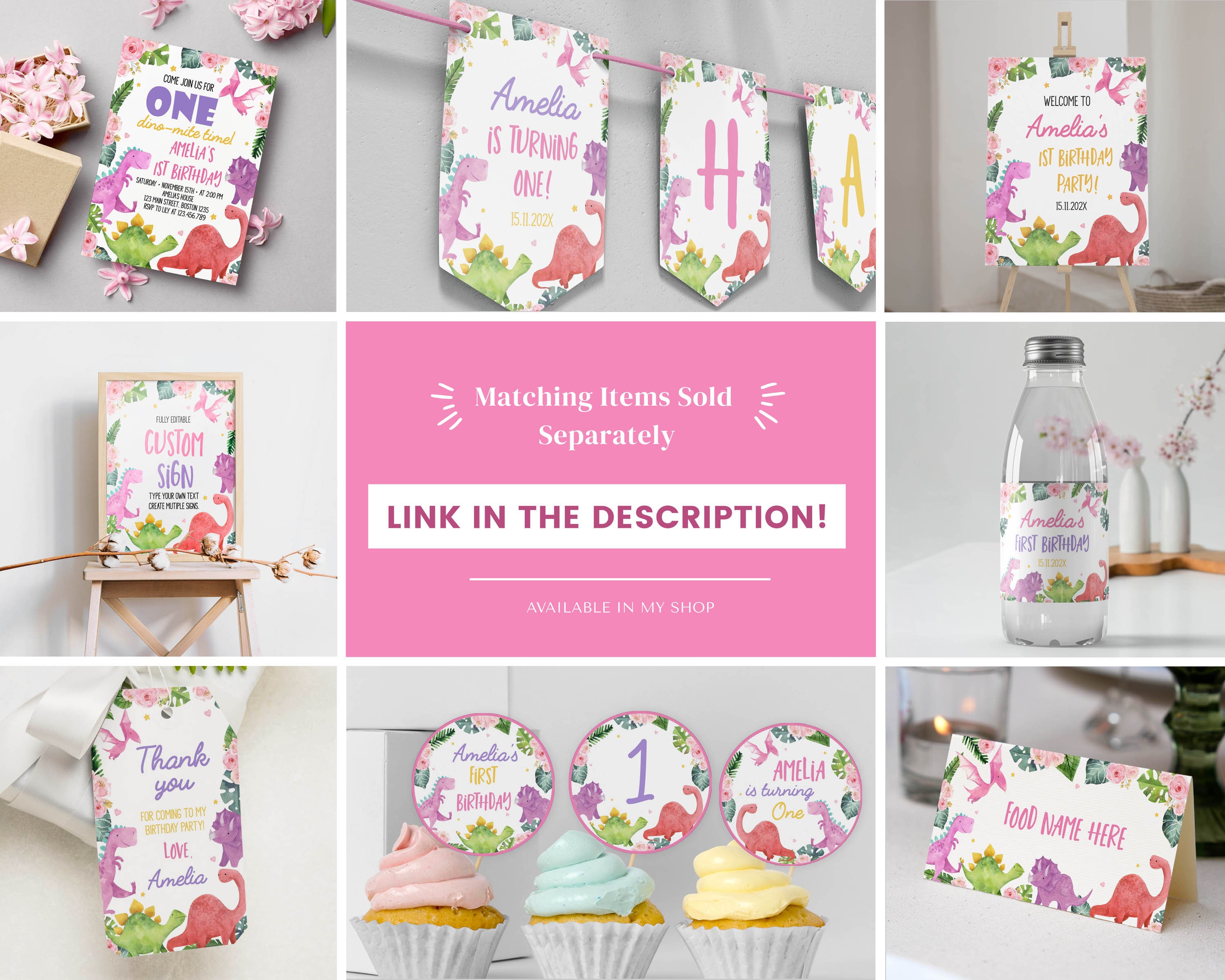 EDITABLE Dinosaur Birthday Party Table Tent, Girl Dinosaur Baby Shower ...