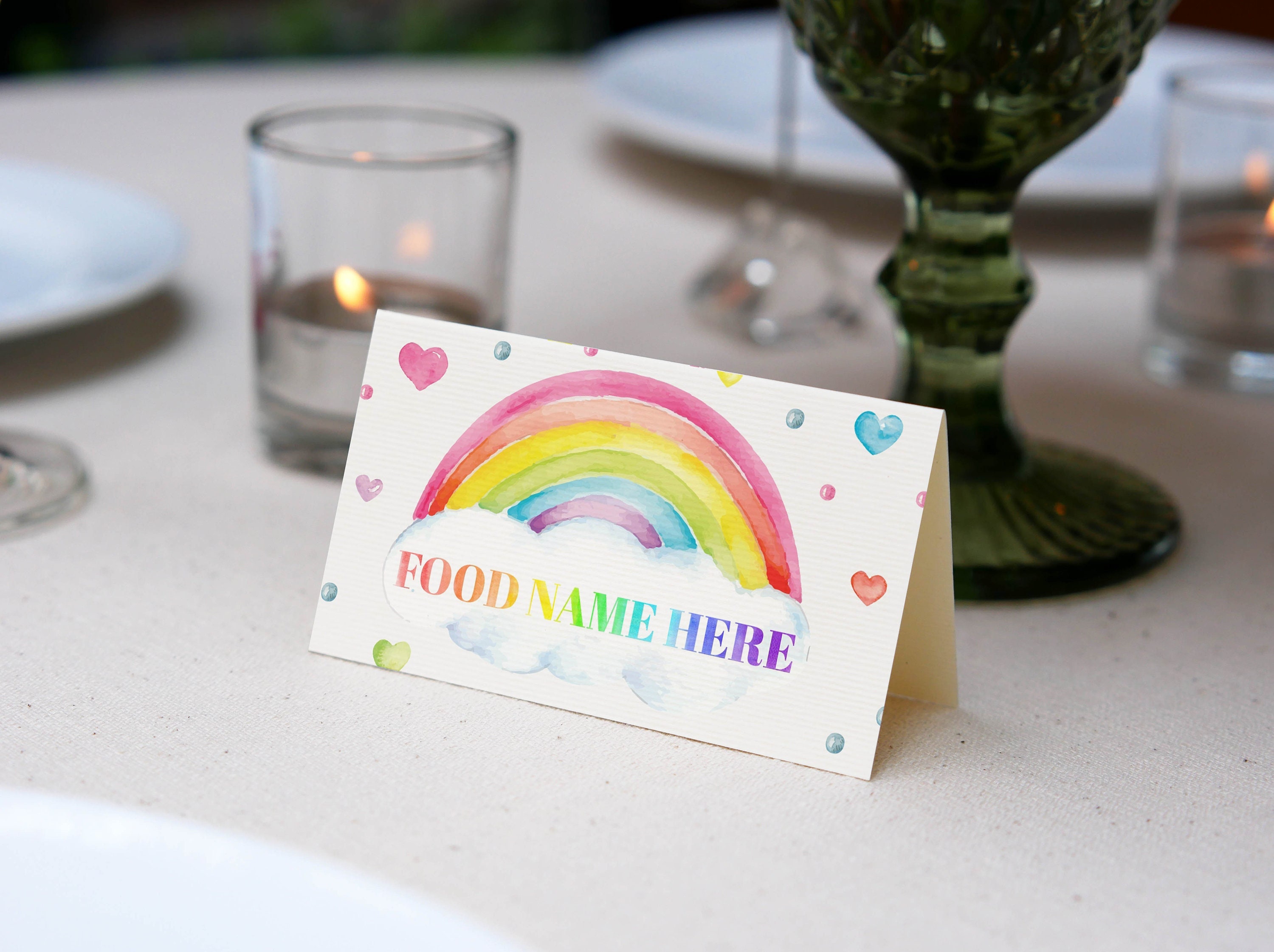 EDITABLE Rainbow Birthday Food Labels Rainbow Party Food Tent - Etsy