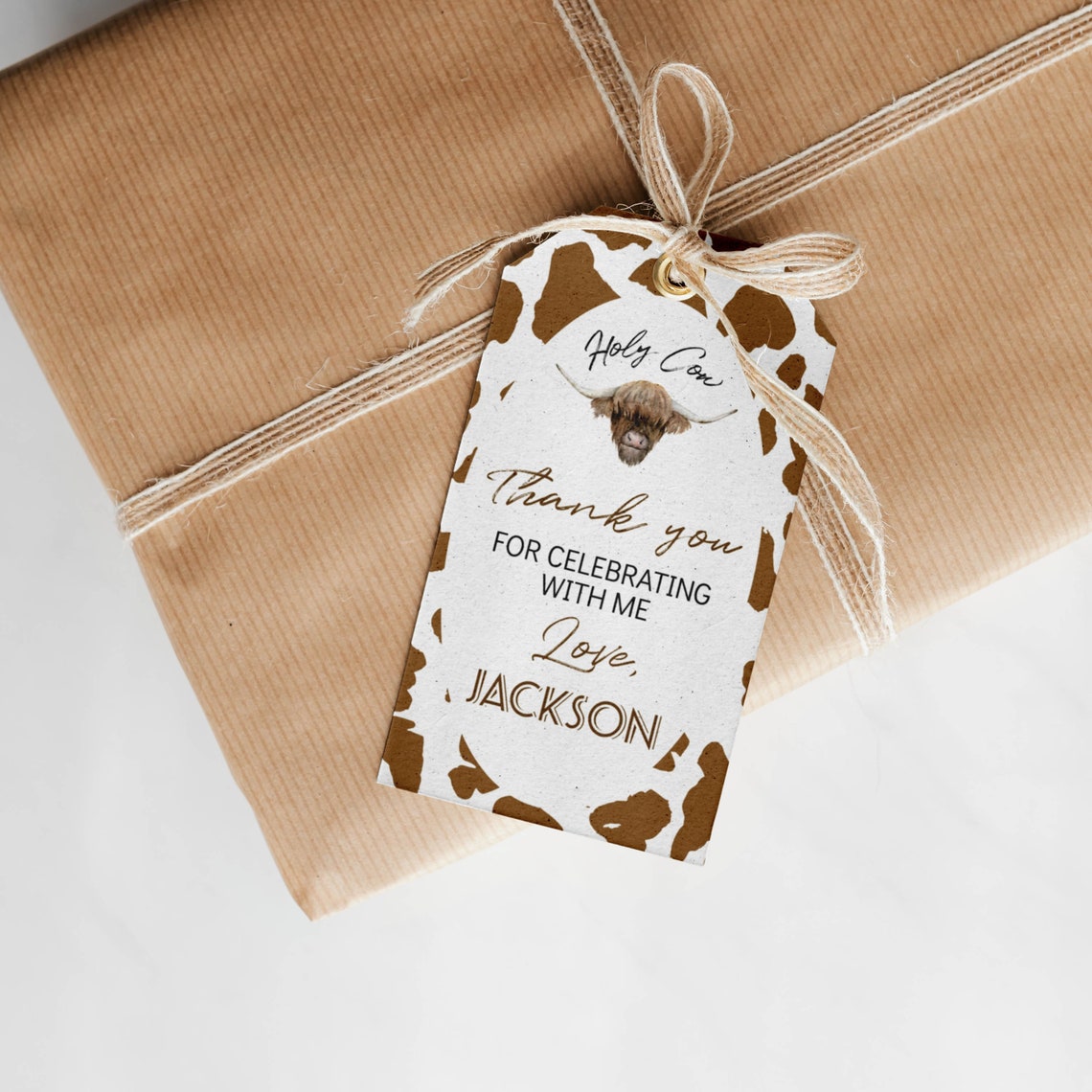 EDITABLE Cow Thank You Tag Highland Cow Birthday Favor Tag - Etsy