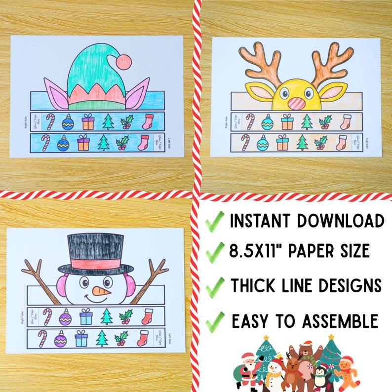 Christmas Hat Craft 3 Pack – Printable Paper Hats for Kids – Reindeer ...