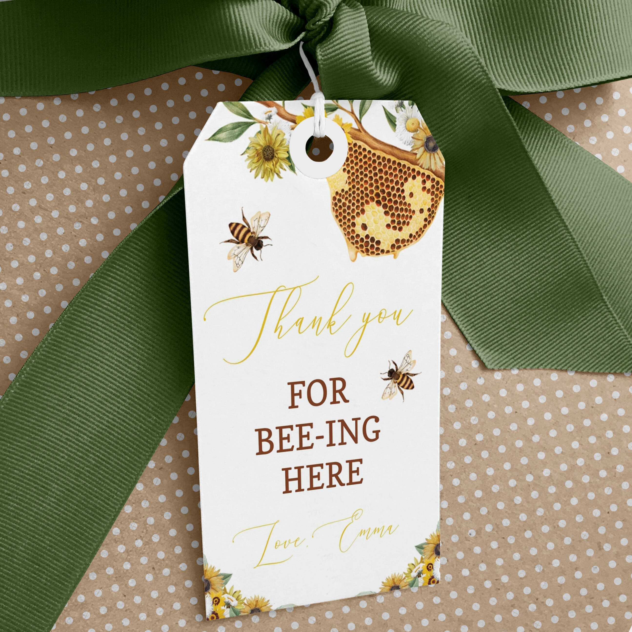 EDITABLE Bee Thank You Tag Honey Bee Favor Tag Bumble Bee | Etsy