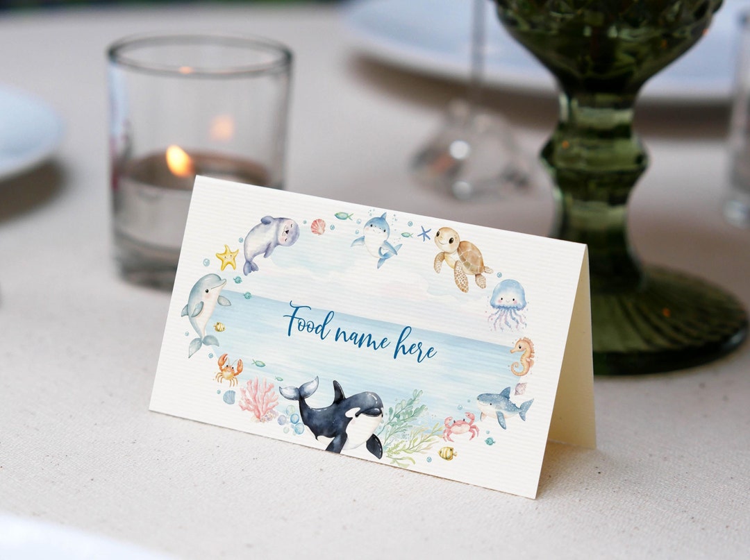 EDITABLE Under the Sea Food Tent Card, Ocean Birthday Food Name Card ...