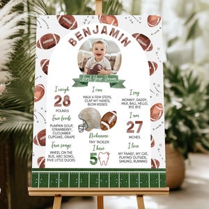 EDITABLE Football Milestone Board, Football 1st Birthday Milestone ...