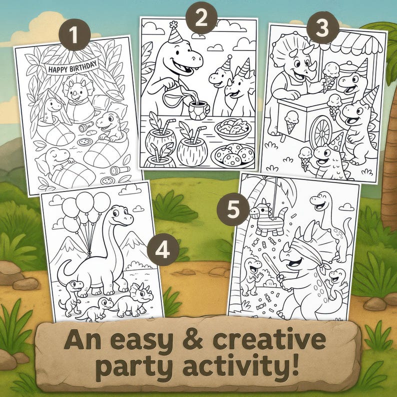 Dinosaur Birthday Coloring Pages – 10 Printable Dino Activity Sheets ...