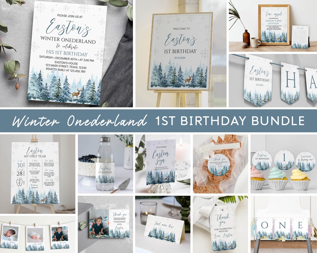 Winter Onederland Invitation Bundle, Winter 1st Birthday Decor Kit ...