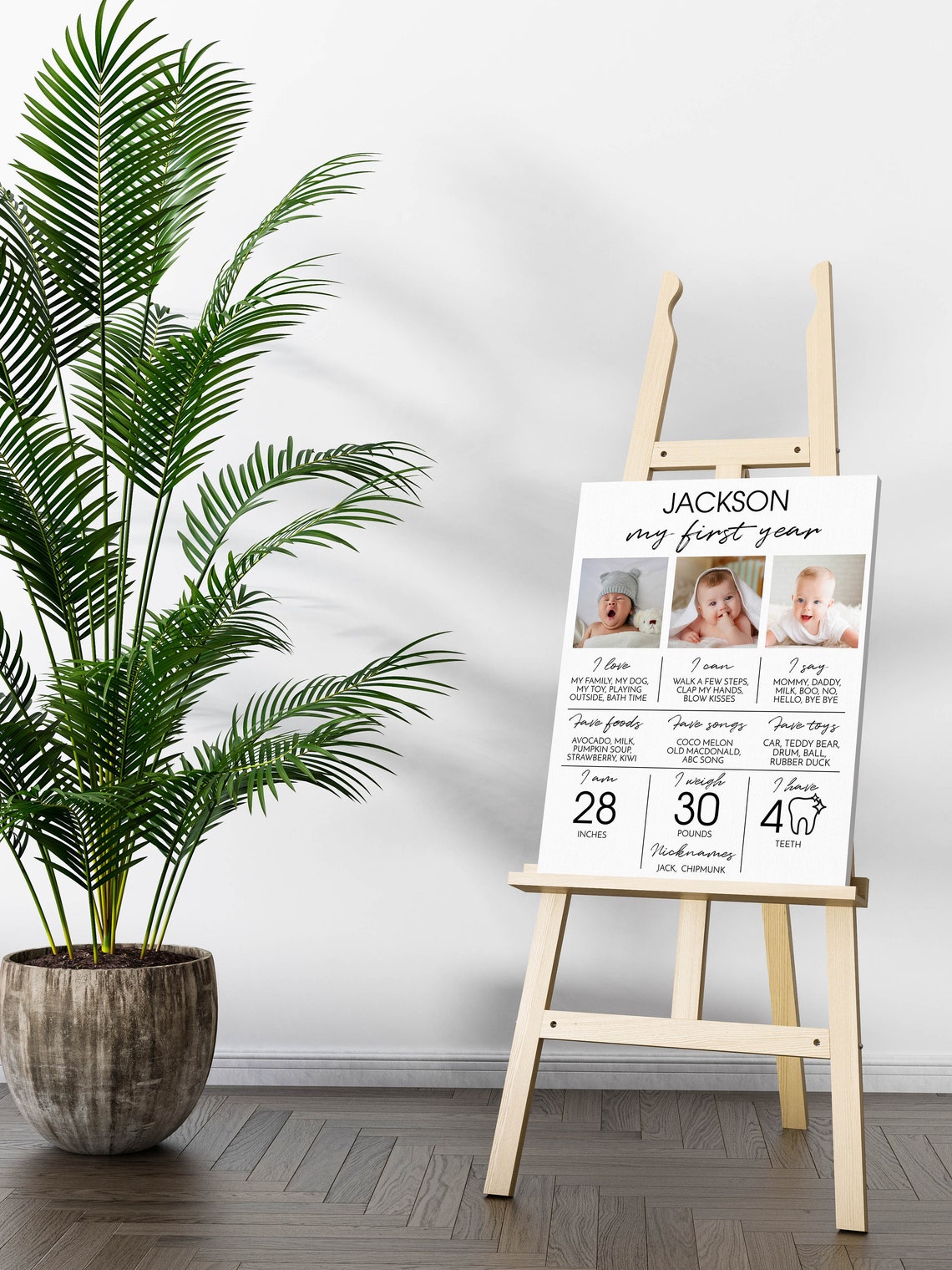 EDITABLE First Birthday Milestone Board Modern 1st Birthday - Etsy