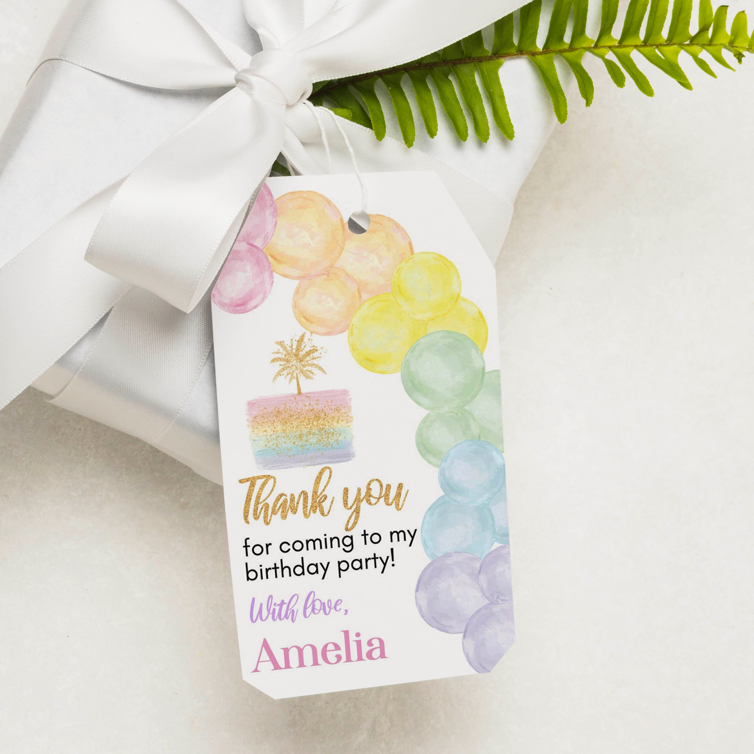 EDITABLE Pastel Rainbow Favor Tags, Pastel Thank You Tag, Pastel ...